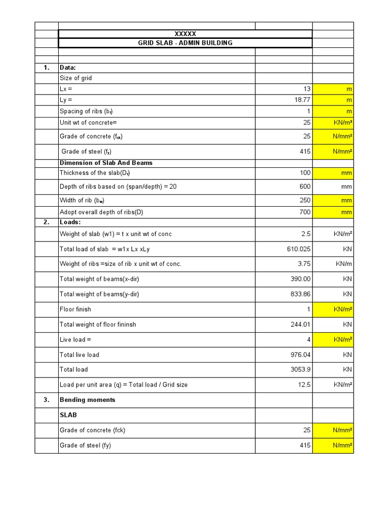 XXXXX Grid Slab - Admin Building | PDF | Structural Engineering ...