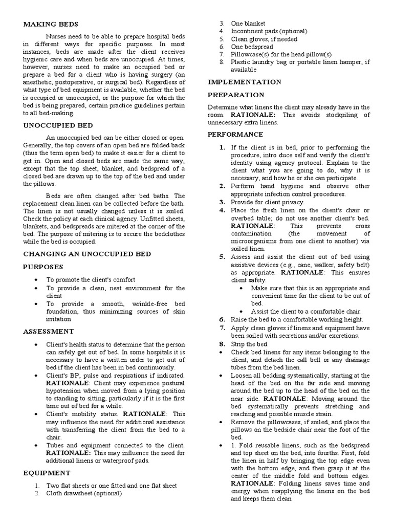 Making Beds: Performance | PDF | Bed | Pillow