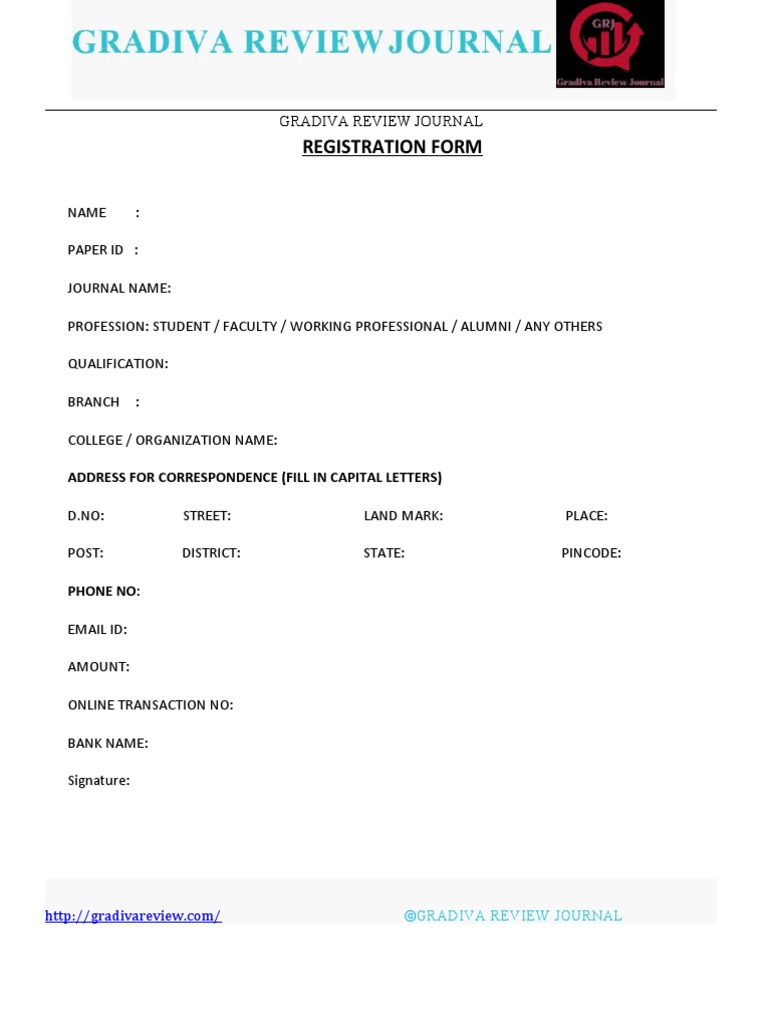 Registration Form: Address For Correspondence (Fill in Capital Letters ...