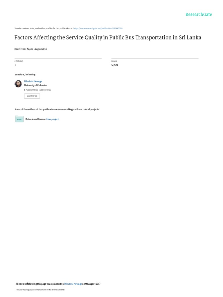 Factors Affecting The Service Quality in Public Bus Transportation in ...