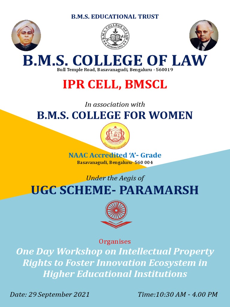 B.M.S. College of Law: Ipr Cell, BMSCL | PDF | Mentorship | Intellectual Property