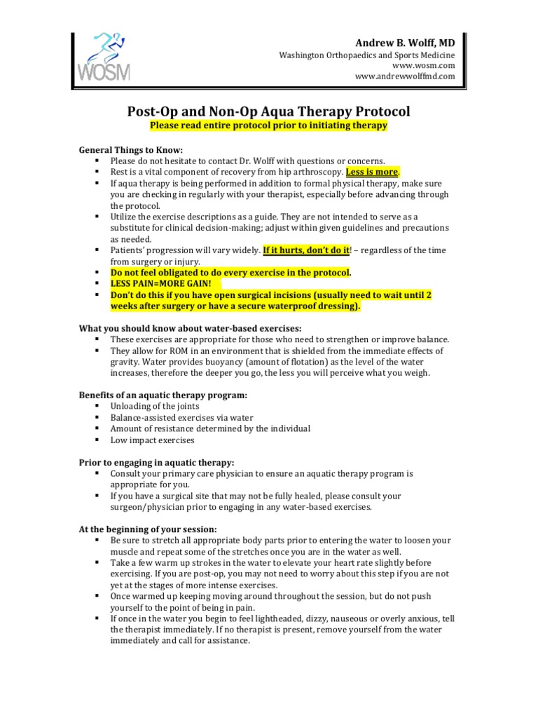 Aqua Therapy Protocol PDF | PDF | Anatomical Terms Of Motion | Human ...