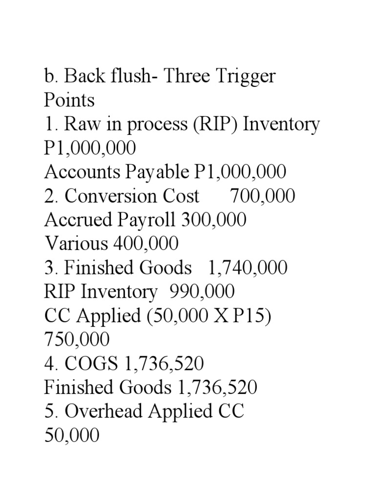Jit and Backflush Costing | PDF | Cost Of Goods Sold | Inventory