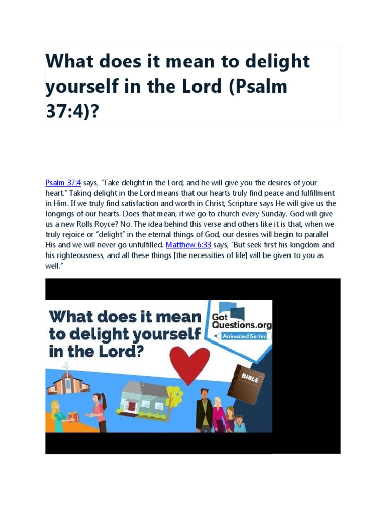 What Does It Mean To Delight Yourself in The Lord (Psalm 37:4) ? | PDF ...