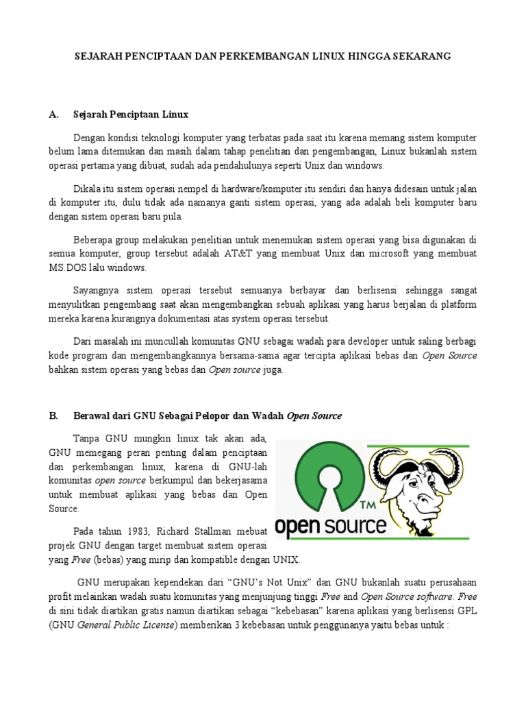 Sejarah Penciptaan Dan Perkembangan Linux Hingga Sekarang | PDF | Seni ...