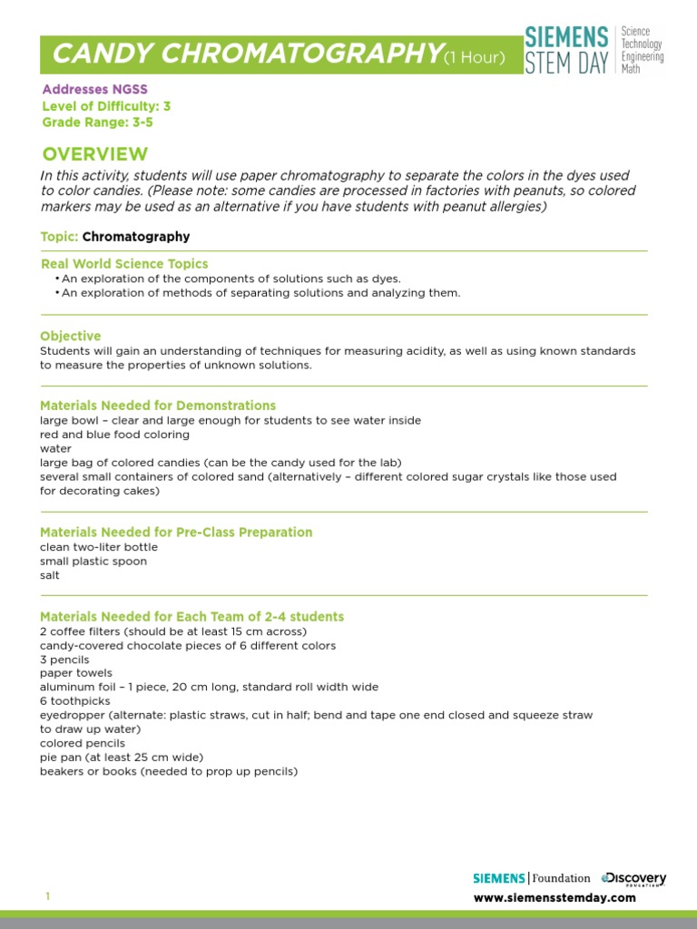 Activity - Candy Chromatography | PDF | Chromatography | Mixture