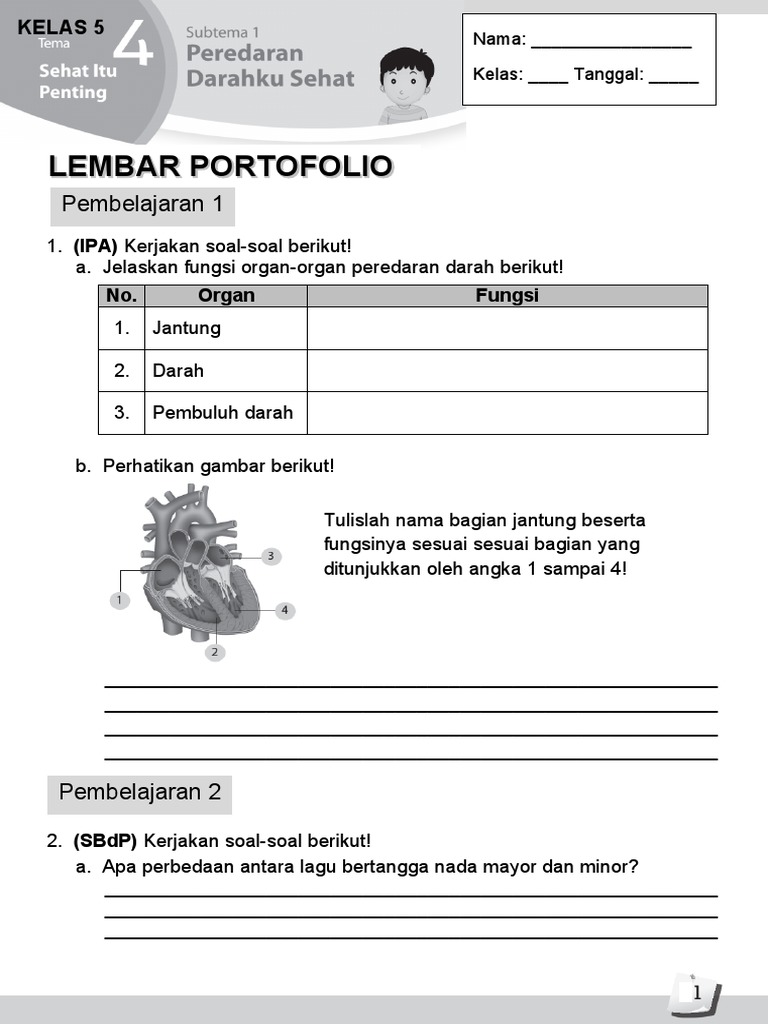 Lembar Portofolio Bupena 5b Tema 4 Sub 1 | PDF