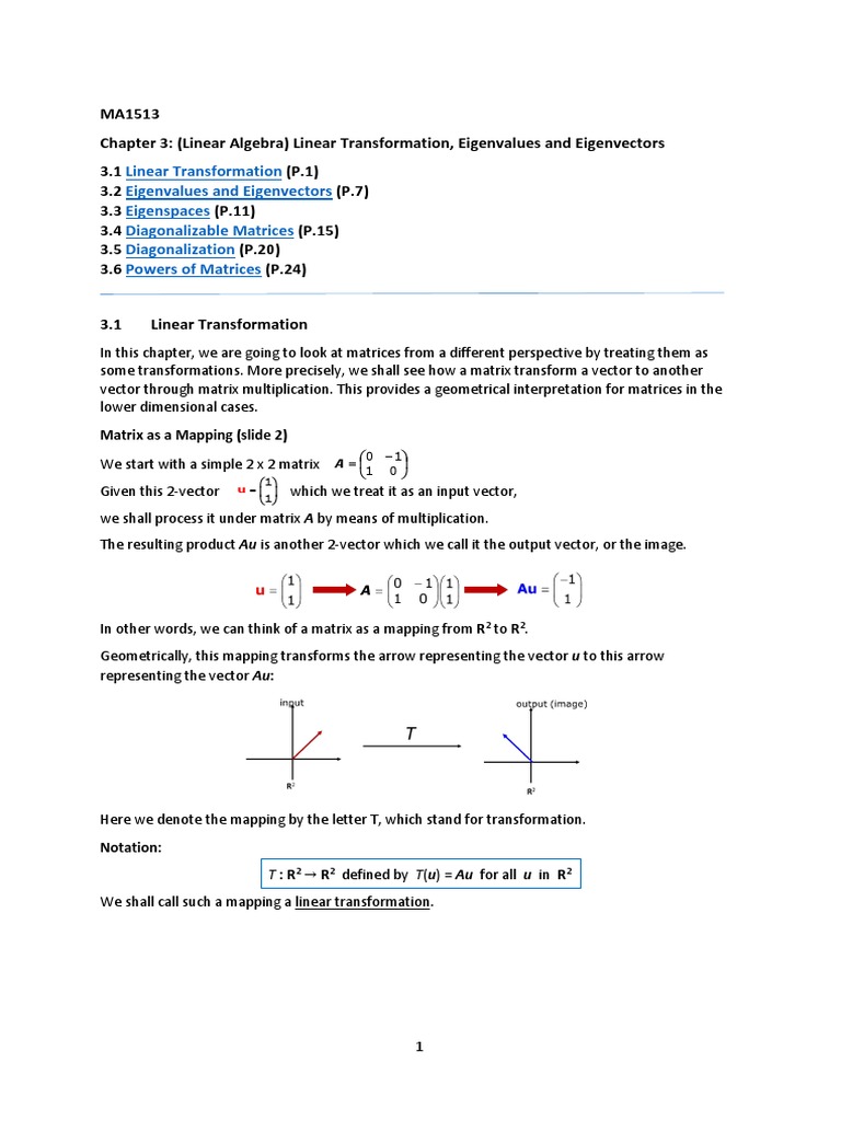 Linear Algebra: Transformations & Eigenvalues | PDF | Eigenvalues And Eigenvectors | Matrix ...