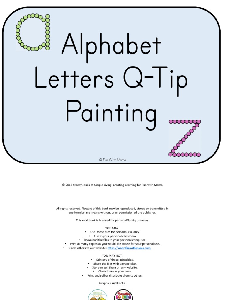 Alphabet Letter Q Tip Painting Color Pack | PDF