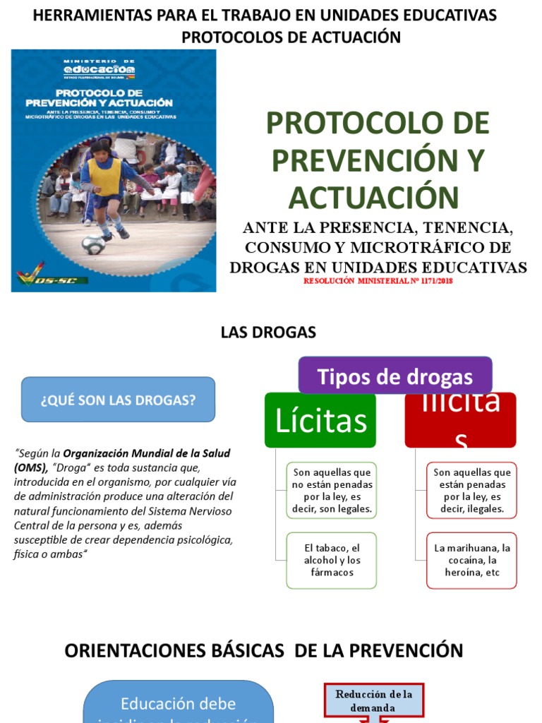 Protocolo Drogas en Escuelas Bolivia | PDF | La dependencia de sustancias | Consumo (economía)