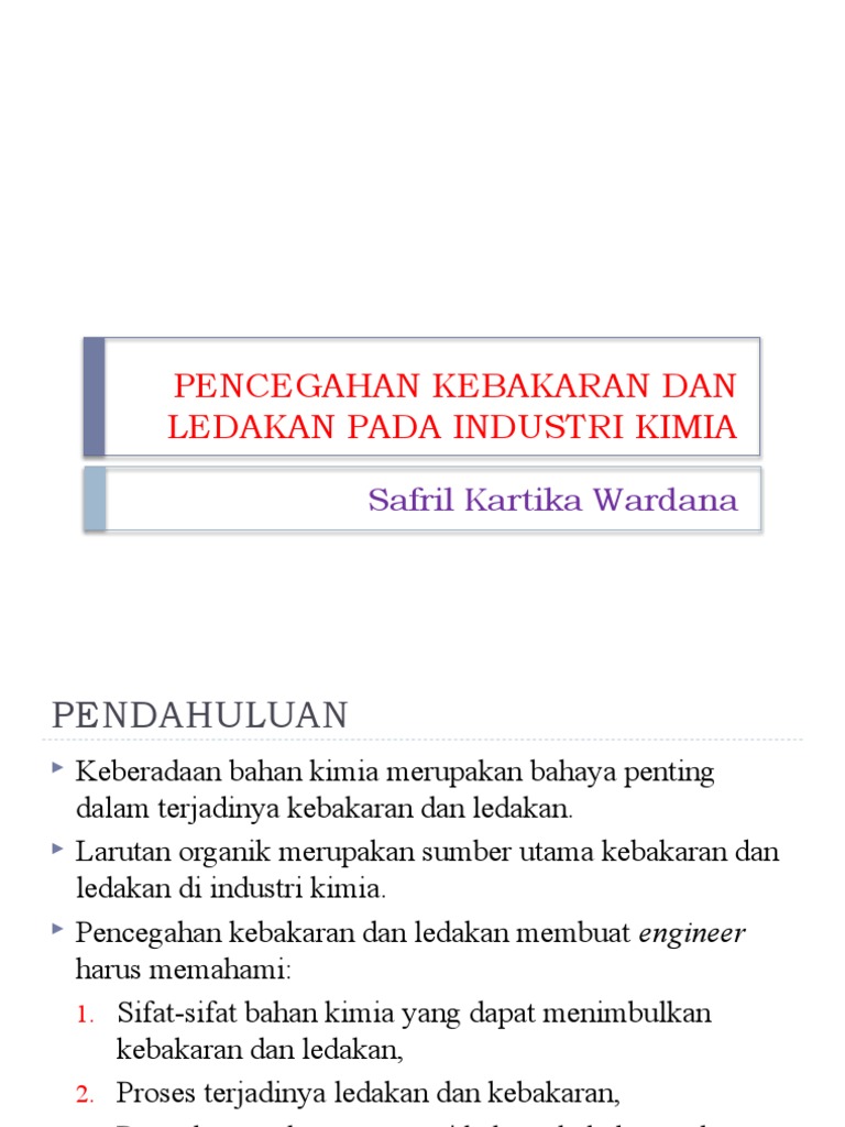 K3-8 Pencegahan Kebakaran Dan Ledakan Pada Industri Kimia | PDF
