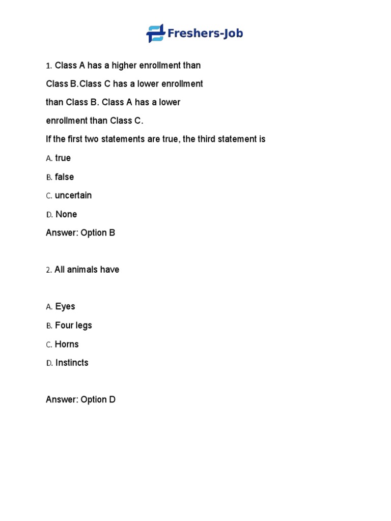 Hexaware Reasoning Placement Paper by Freshers-Jobs | PDF ...