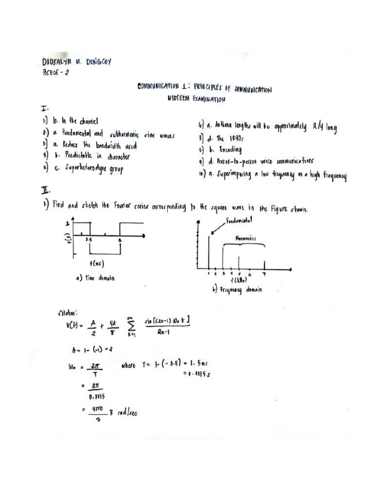 ECE-223 Midterm Exam (Dongcoy, Diosalyn M. BSECE-2) | PDF