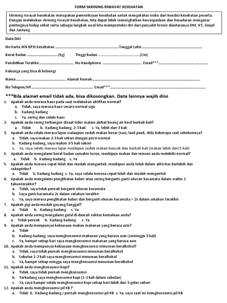 Lampiran 2 Form Skrining Manual | PDF