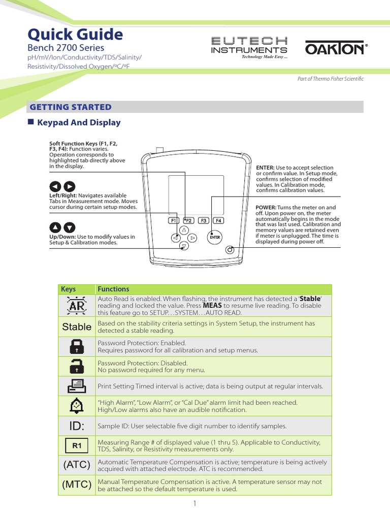 Bench 2700 Quick Guide - English | PDF | Calibration | Ph