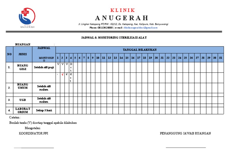 Form Jadwal Sterilisasi Alat | PDF