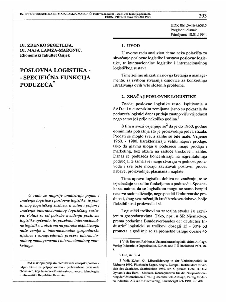 Poslovna Logistika | PDF