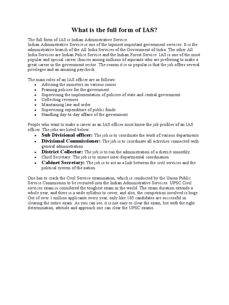 What Is Full Form of IAS | PDF