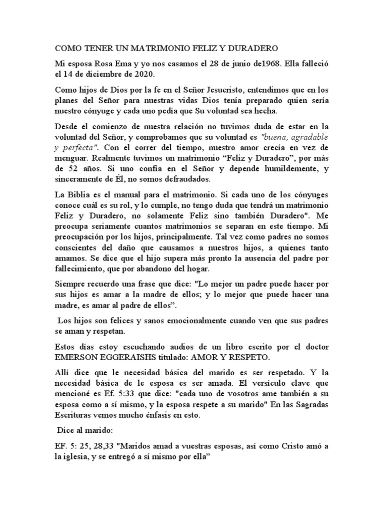 Como Tener Un Matrimonio Feliz y Duradero | PDF | Amor | Oración