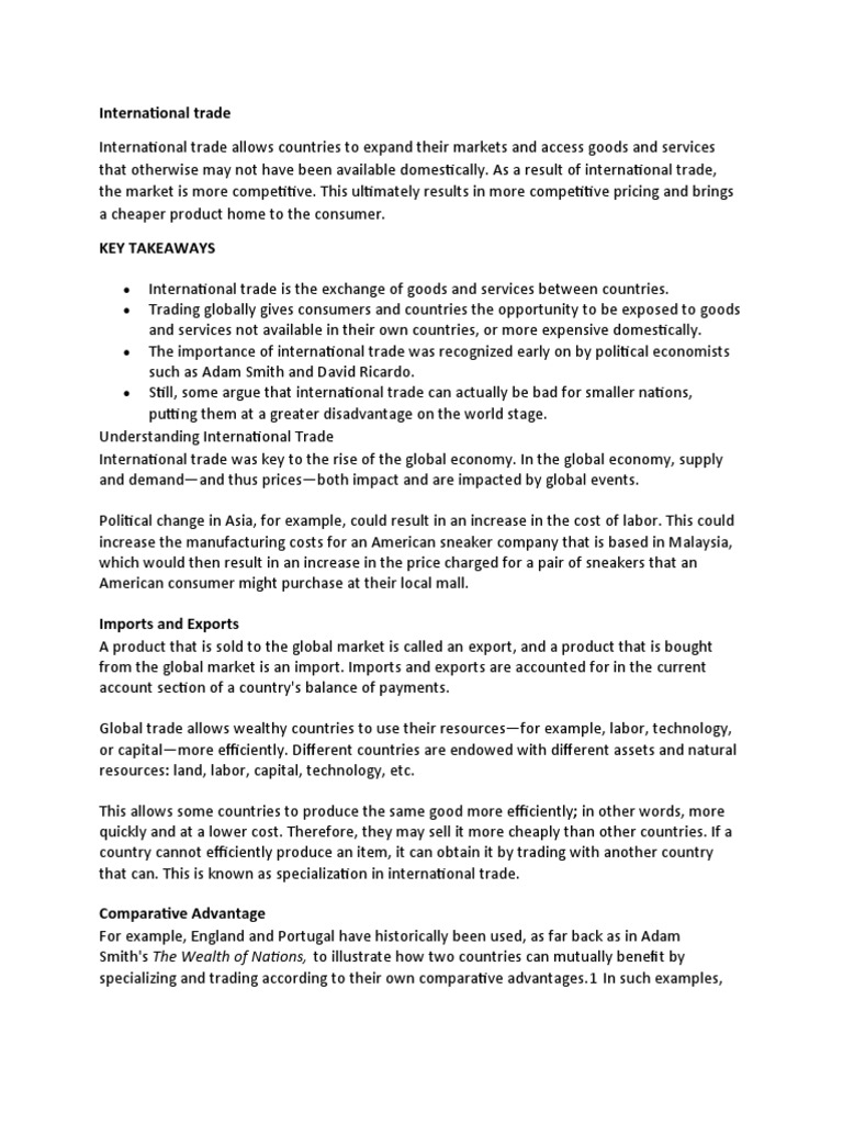 International Trade | PDF | International Trade | Comparative Advantage