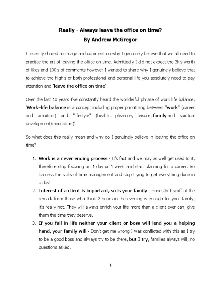 Leaving Office On Time | PDF