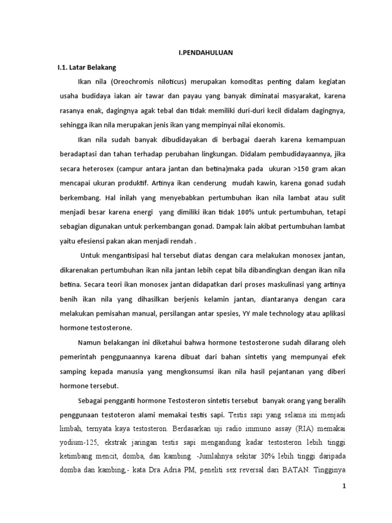 Proposal Kajiwidya Penggunaan Testis Sapi Untuk Sex Reversal | PDF ...