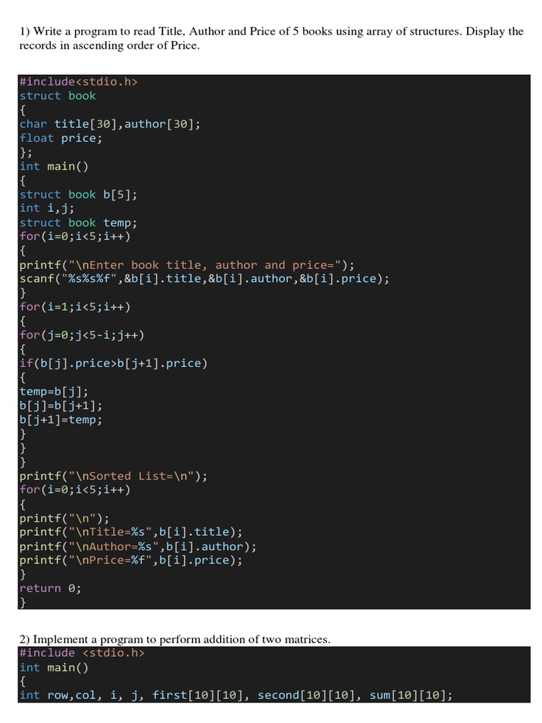 CP All Programs | PDF | Matrix (Mathematics) | Computer Science
