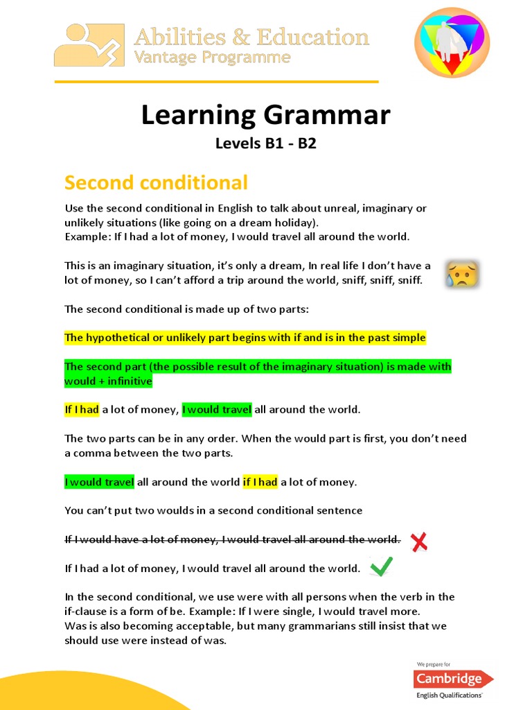 Grammar - Second Conditional | PDF | Syntax | Cognitive Science