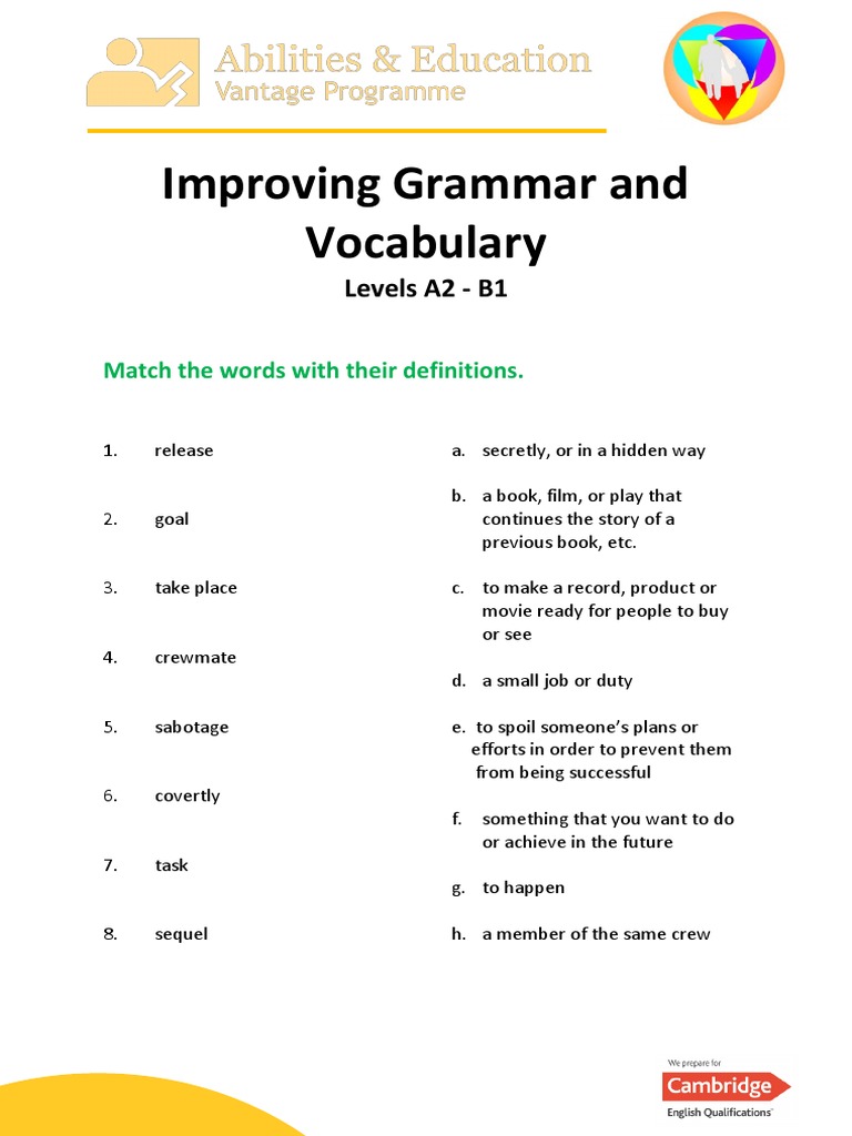 ESL Game Vocabulary Exercise | PDF