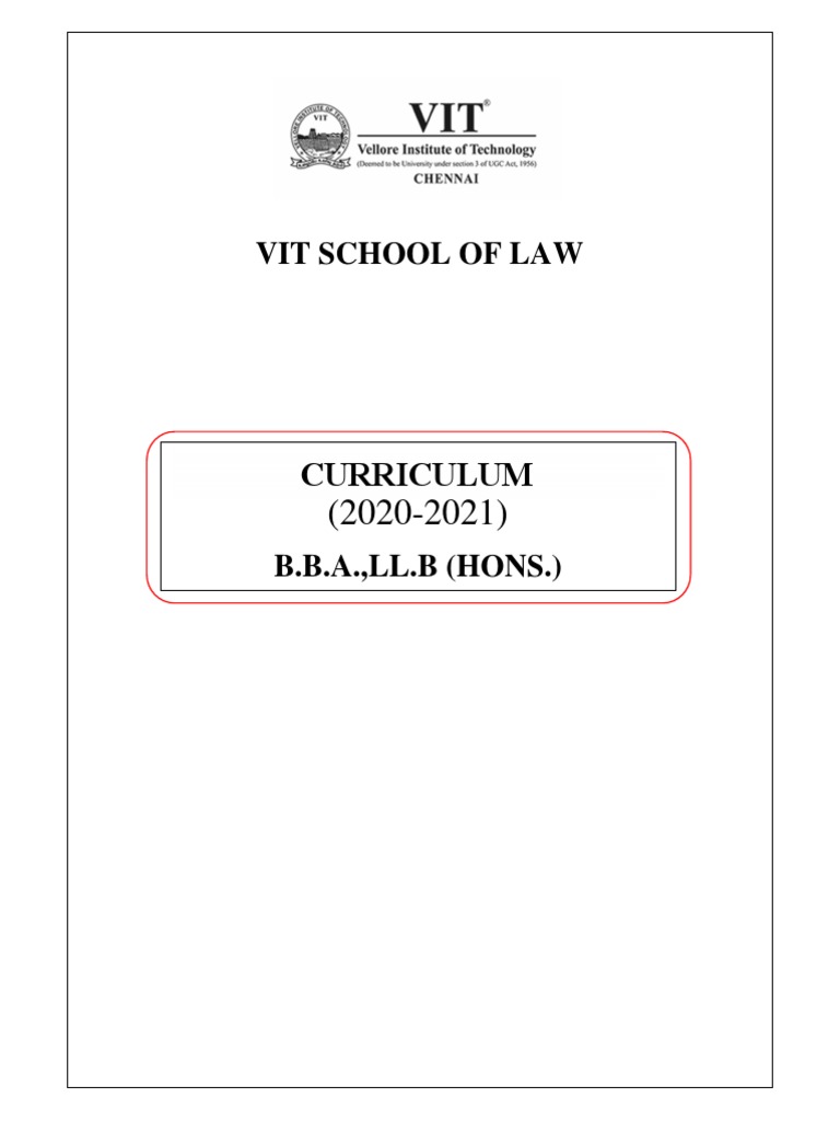 Curriculum and Syllabi (2020-2021) : Vit School of Law | PDF ...