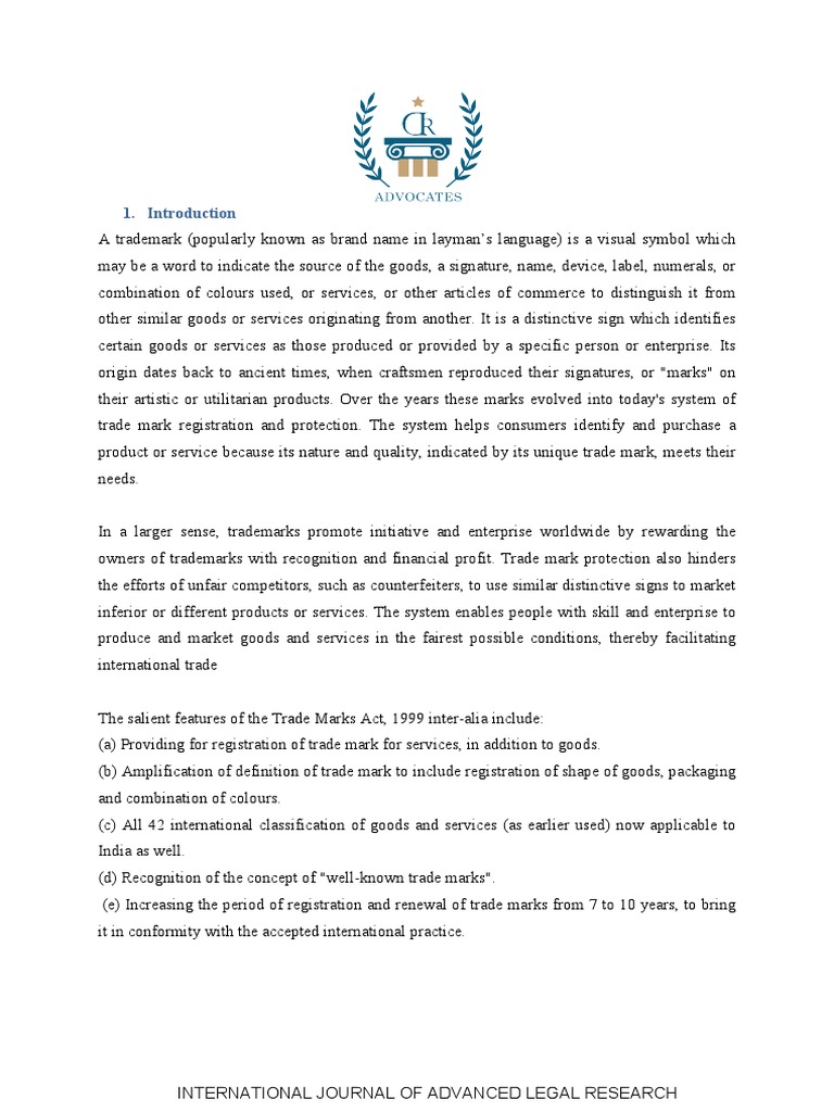 Overview of Trade Marks Act 1999 | PDF | Trademark | Treaty