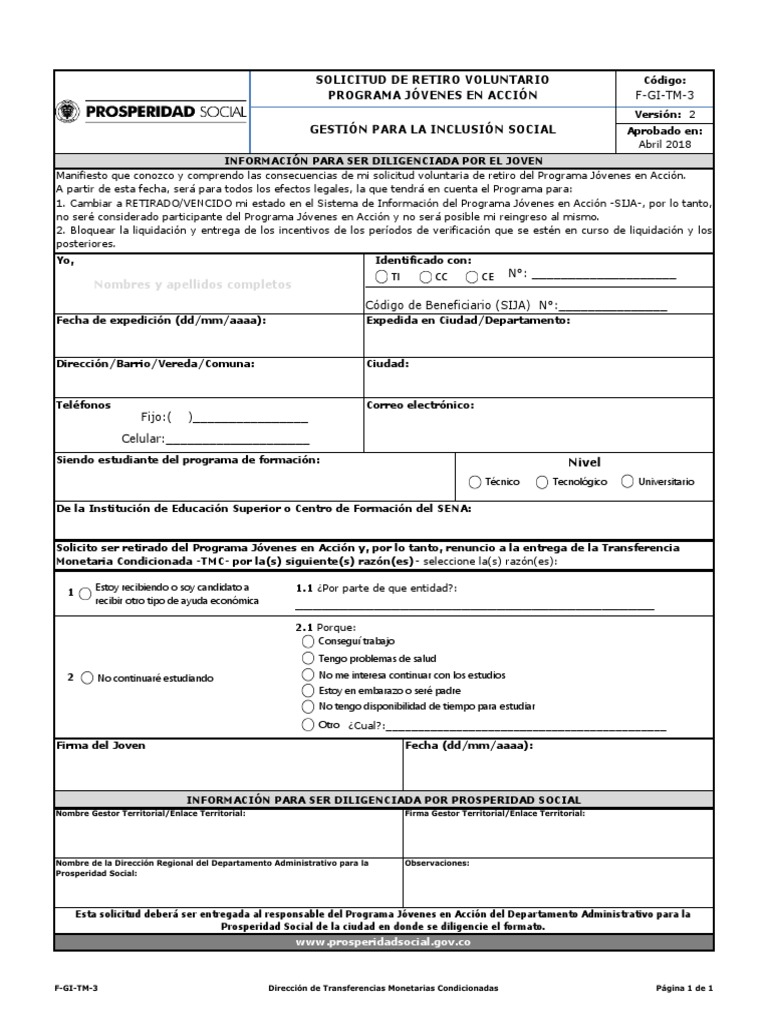 Formato de Solicitud de Retiro Programa Jea | PDF