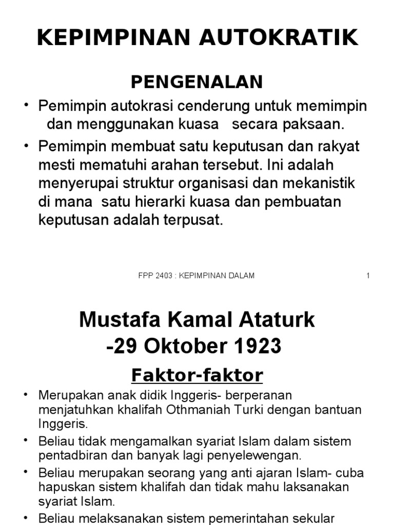 Kepimpinan Autokratik | PDF