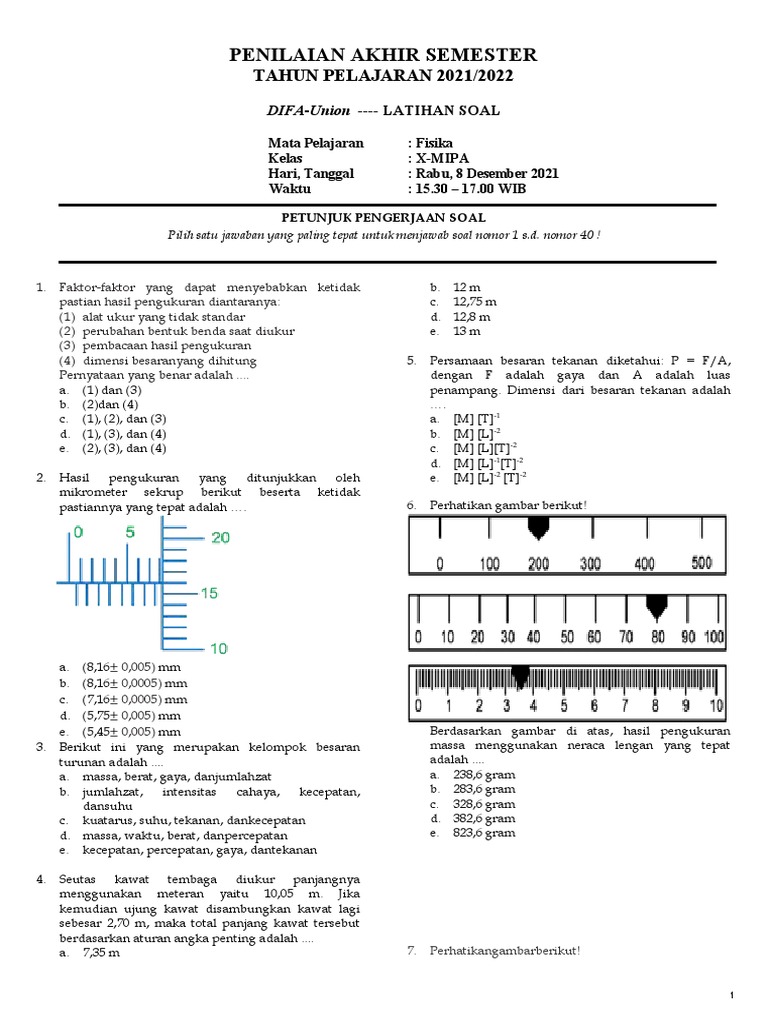 Soal PAS Fisika Kelas X | PDF