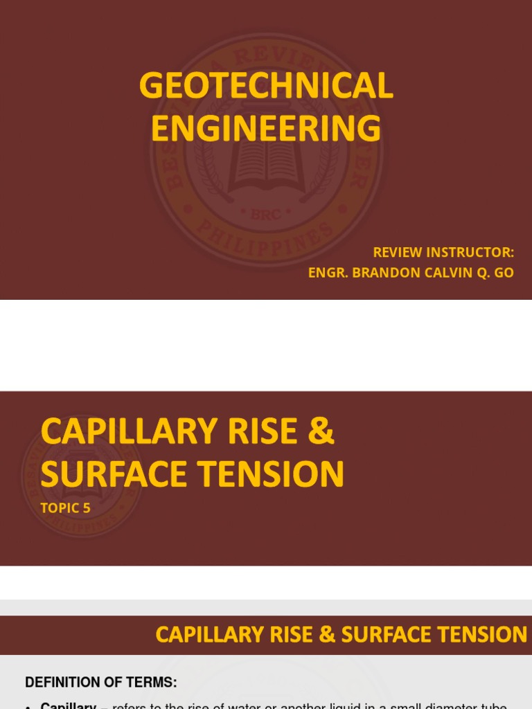 Geotech - Topic 5 - Capillary Rise & Surface Tension - 14 Dec 2021 | PDF