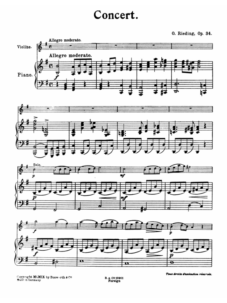 Rieding Violin Concerto in G Op. 34 Piano | PDF