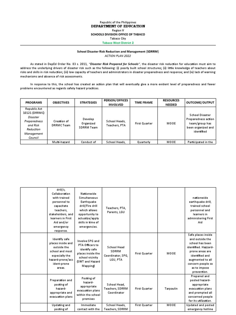 Action Plan DRMMC TWD2 | PDF | Emergency Management | Disaster Risk ...