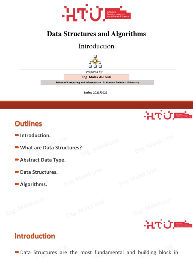 Data Structures and Algorithms: Eng. Malek Al-Louzi | PDF | Data Structure | Data Type