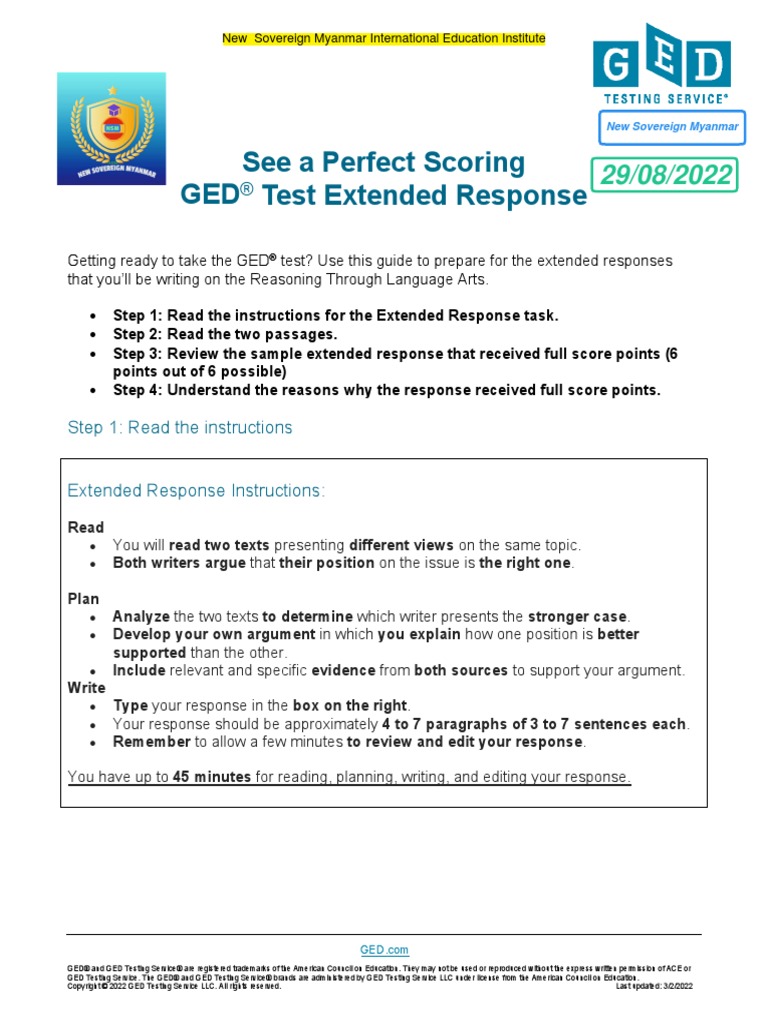 See A Perfect Scoring Ged Test Extended Response Download Free Pdf