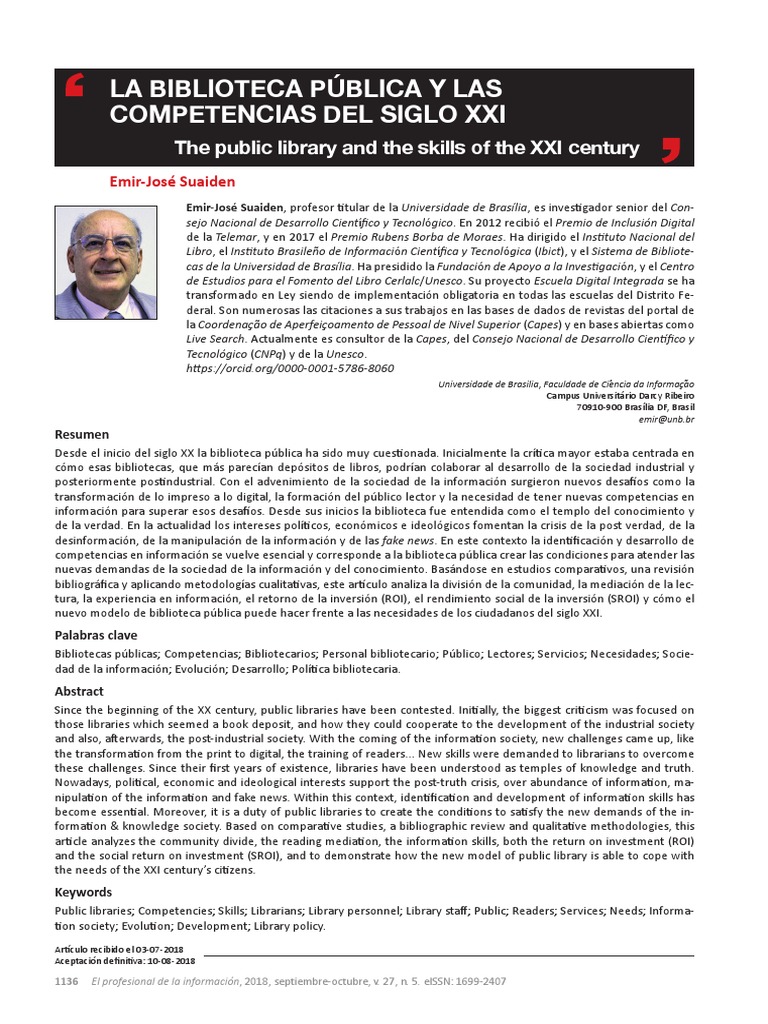 Suaiden Biblioteca Publica Competencias Siglo21 | PDF | Bibliotecas ...