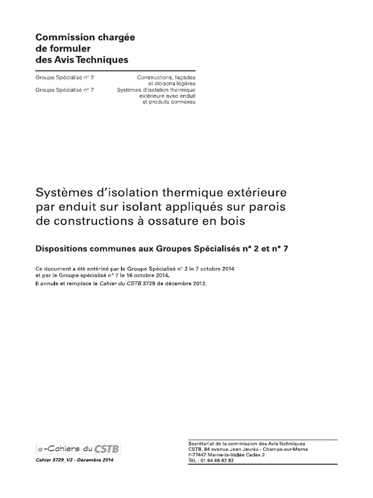 Cahier 3729 - 2 - Systeme D'isolation Thermique Exterieure Par Enduit Sur Isolant Appliques Sur ...