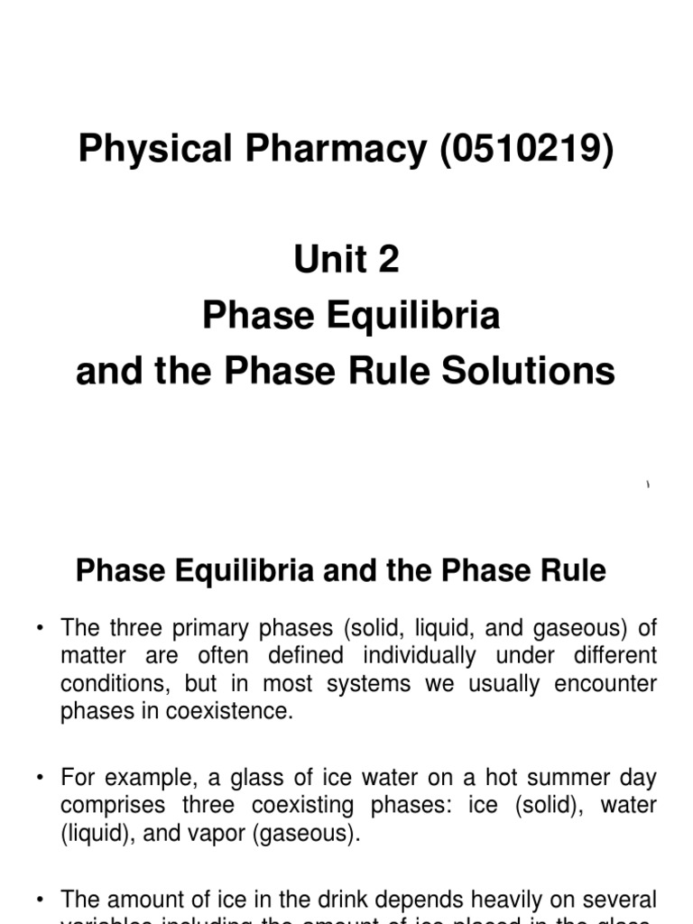 Unit 2 Phase Equlib | PDF | Phase (Matter) | Phase Rule