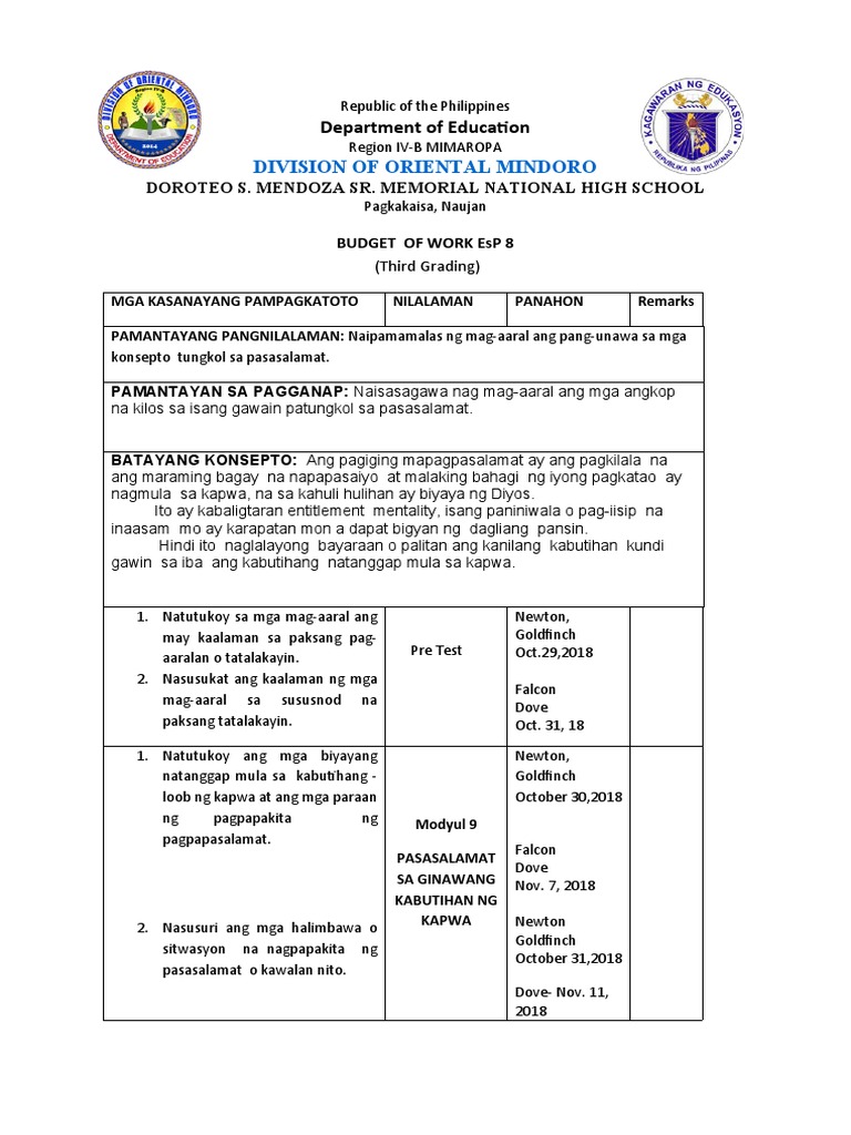 Bow Grade 8 Esp 3RD Quarter | PDF