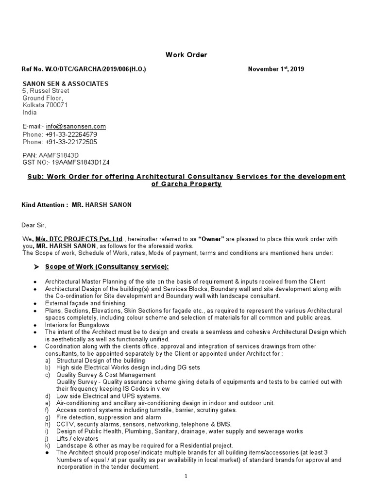 Work Order: Sanon Sen & Associates | PDF | Architect | Procurement