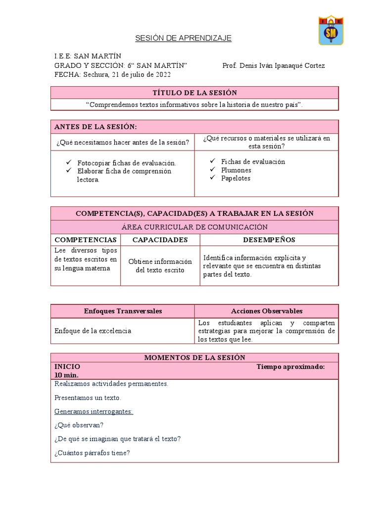 Comprensión de Textos Históricos Perú | PDF | Comprensión lectora ...