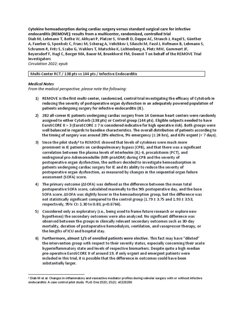 2022 - Cytokine Hemoadsorption During Cardiac Surgery Versus Standard ...