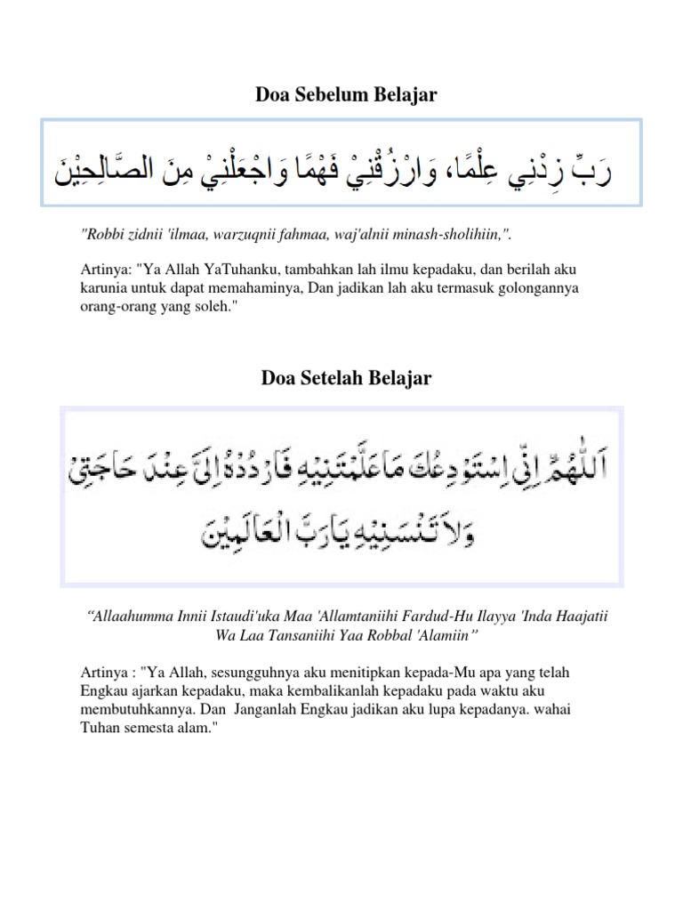 Doa Sebelum Belajar: "Robbi Zidnii 'Ilmaa, Warzuqnii Fahmaa, Waj'alnii ...