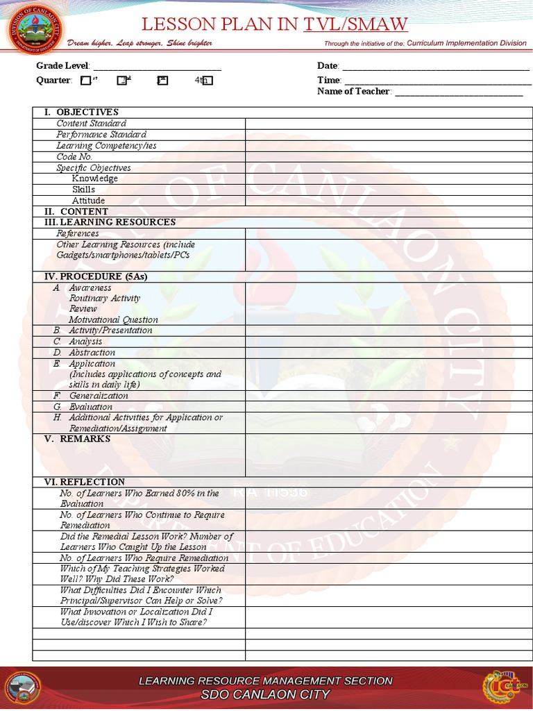 LESSONPLAN For SMAW 12 WEEK | PDF | Career & Growth