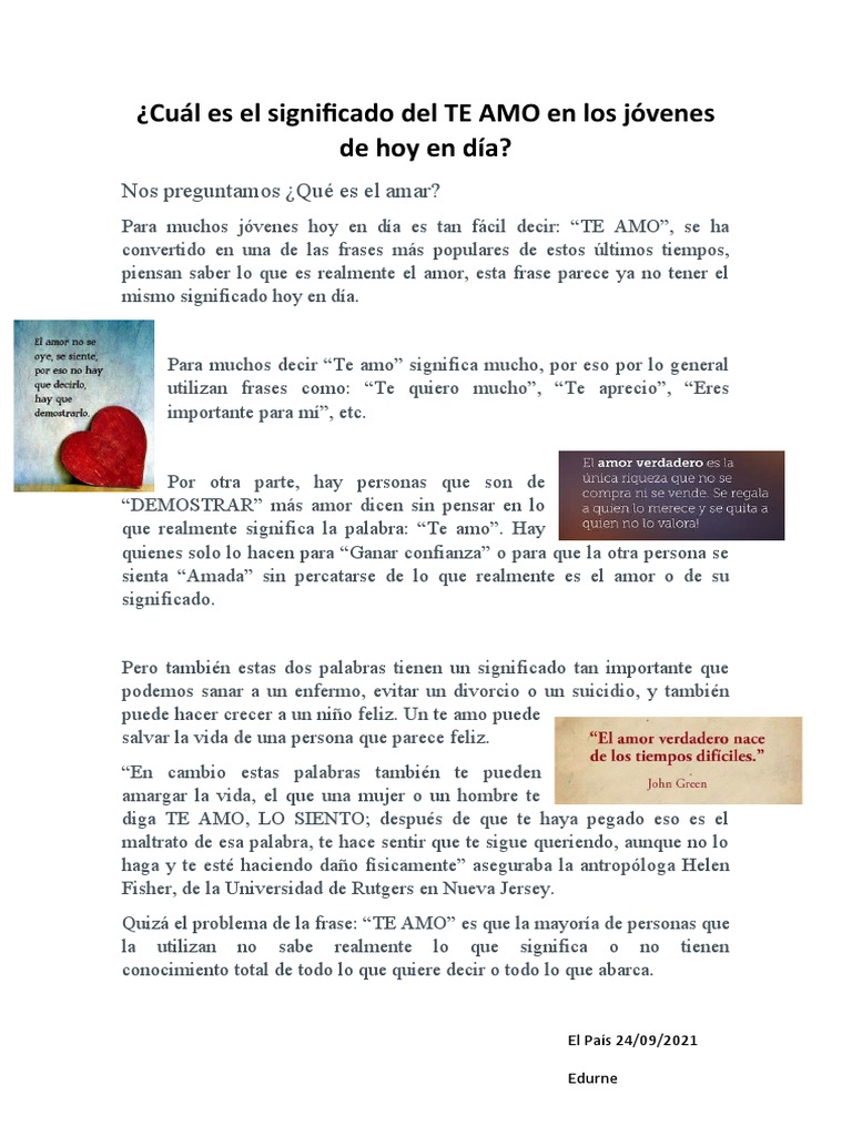 El Significado de Te Amo | PDF
