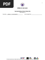 Teacher Reflection Form For T I III For RPMS SY 2022 2023 | PDF ...